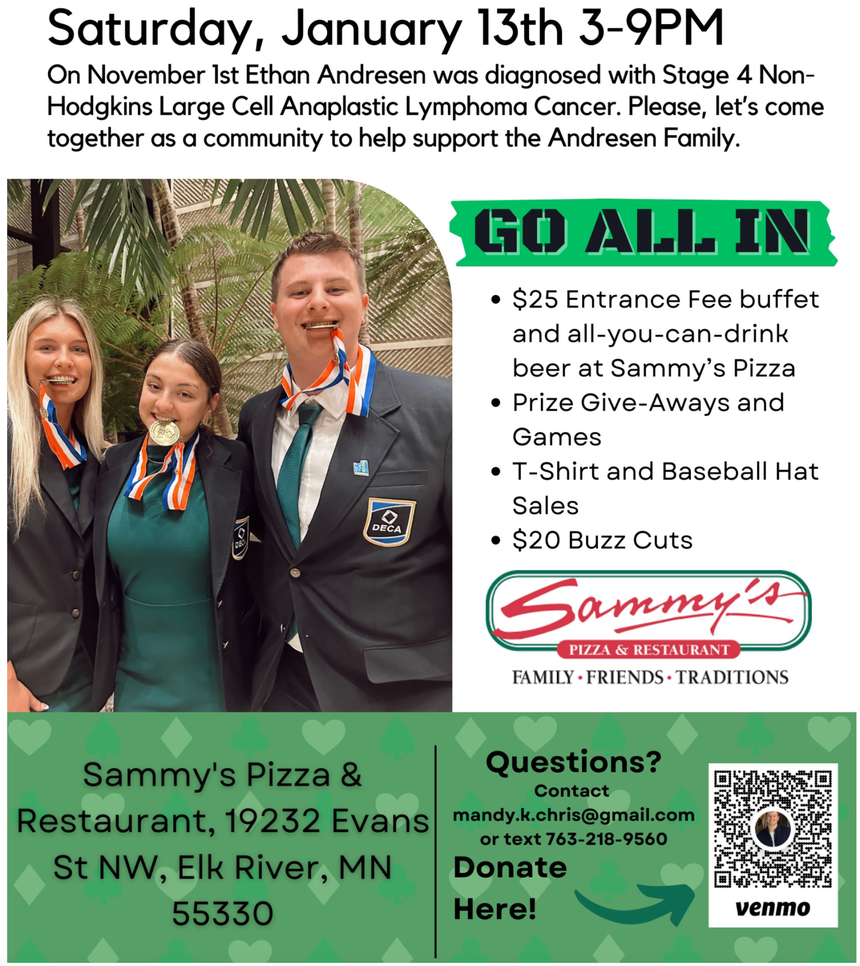 Ethan Andresen Benefit; Jan 13th Sammy's Elk River - RPM